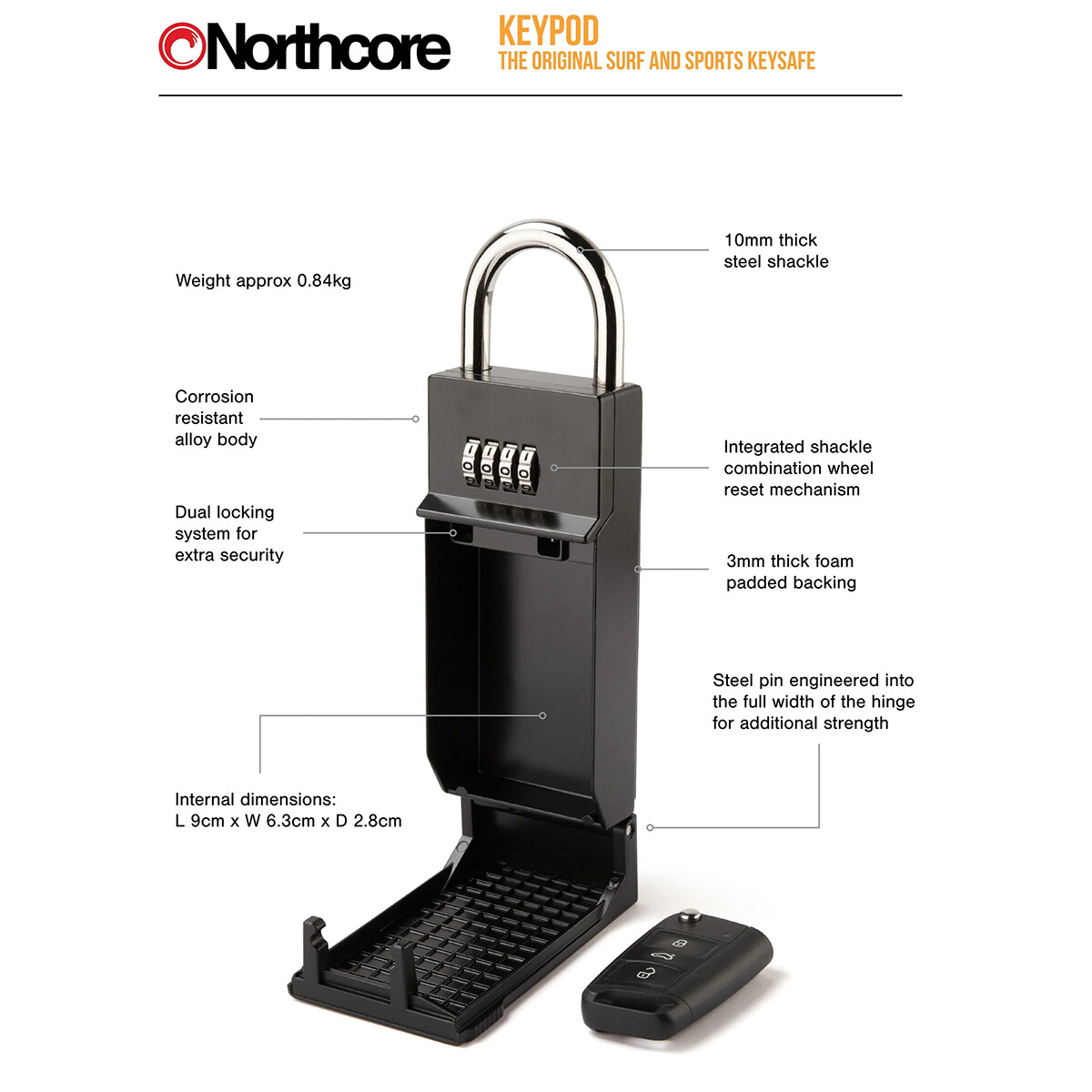 Northcore Keypod Watersports Key Safe | Dive Shop Online