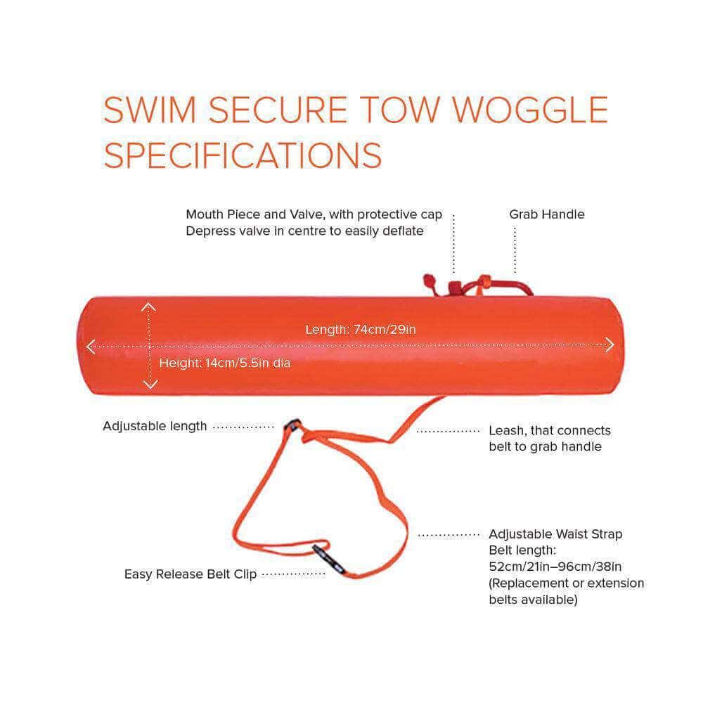 Swim Secure Open Water Swimming Tow Woggle Orange | Dive Shop Online